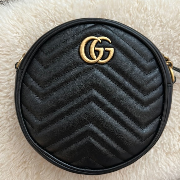 Gucci | Bags | Authentic Gucci Mini Round Marmont Shoulder Bag Slightly ...